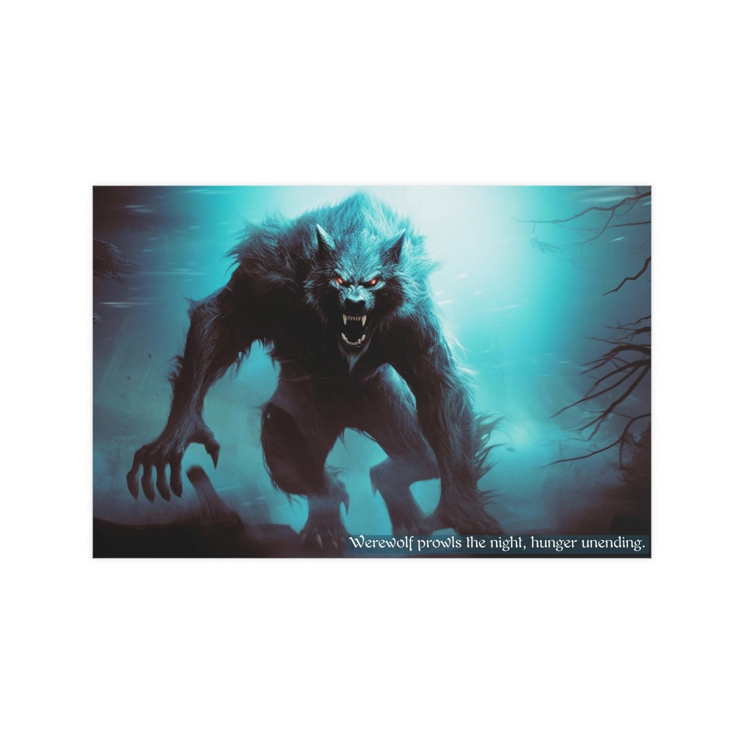 Poster Wall Art Moonlit Prowl A 6-word Dark Fantasy Illustration of an ...