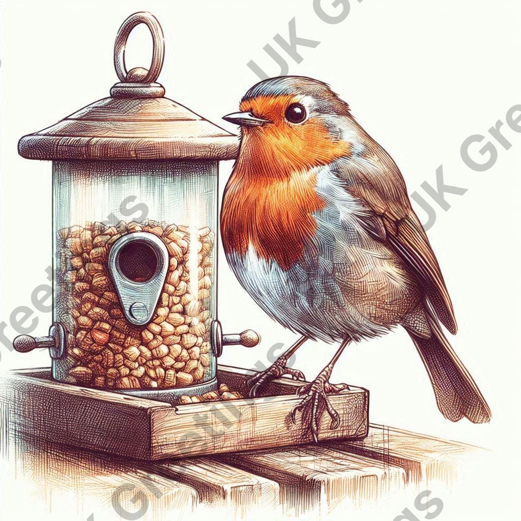 8 Robin Sketch Illustrations Digital Download Coloured Sketch Style ...