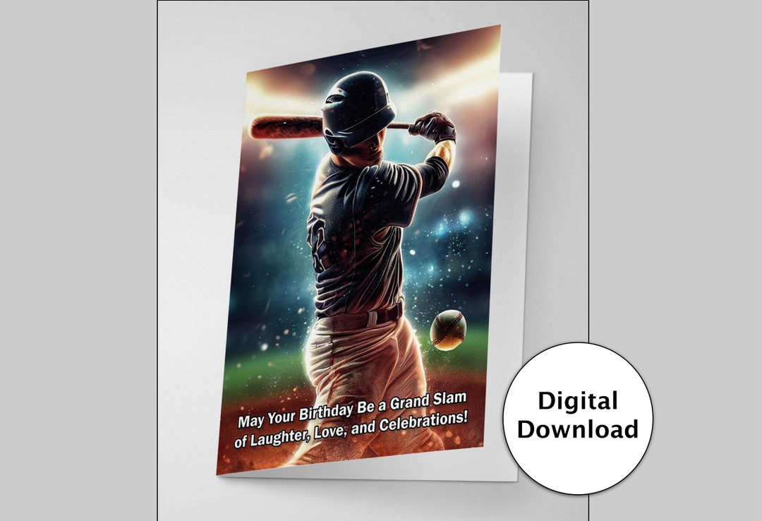 Baseball Grand Slam Birthday Card A5 Design (digital Download) - Etsy