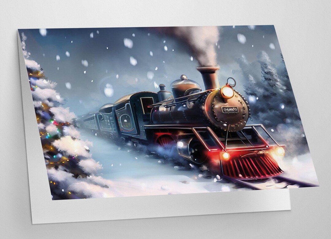 Steam Train in the Snow Christmas Card - Etsy