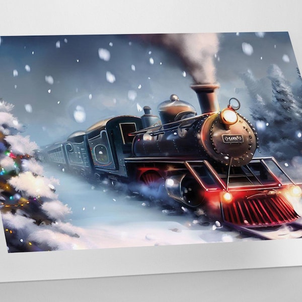 Steam Train Christmas Card - Etsy