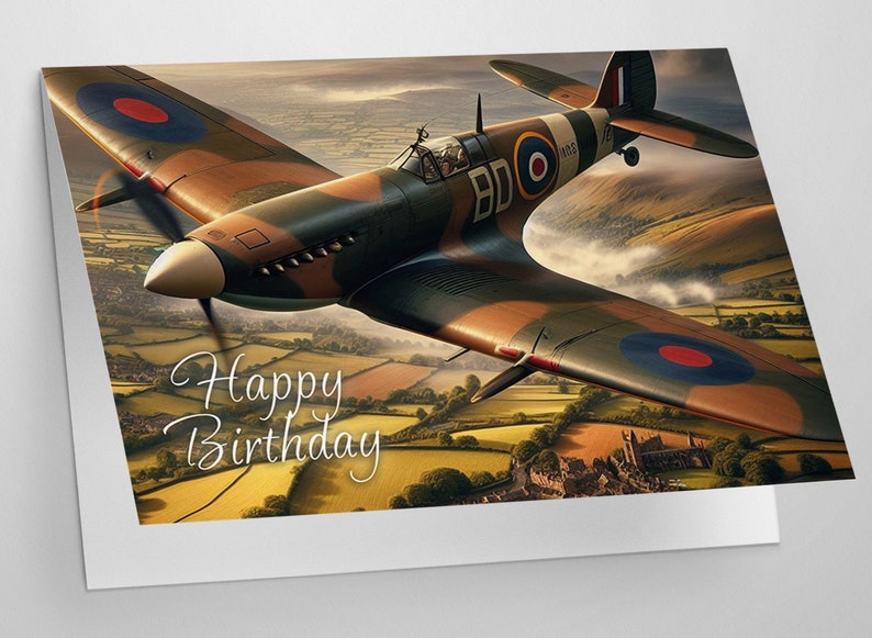 Vintage Spitfire WW2 Happy Birthday Card - Sky-high Celebrations ...