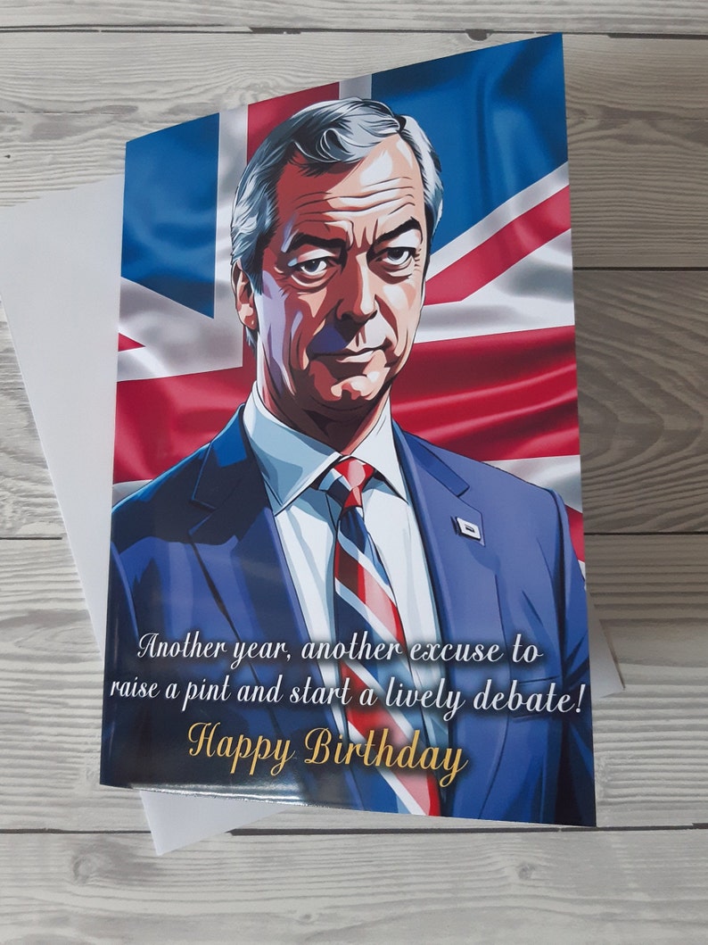 Nigel Farage Birthday Greeting Card With Union Jack Raise a Pint & Debate - Etsy