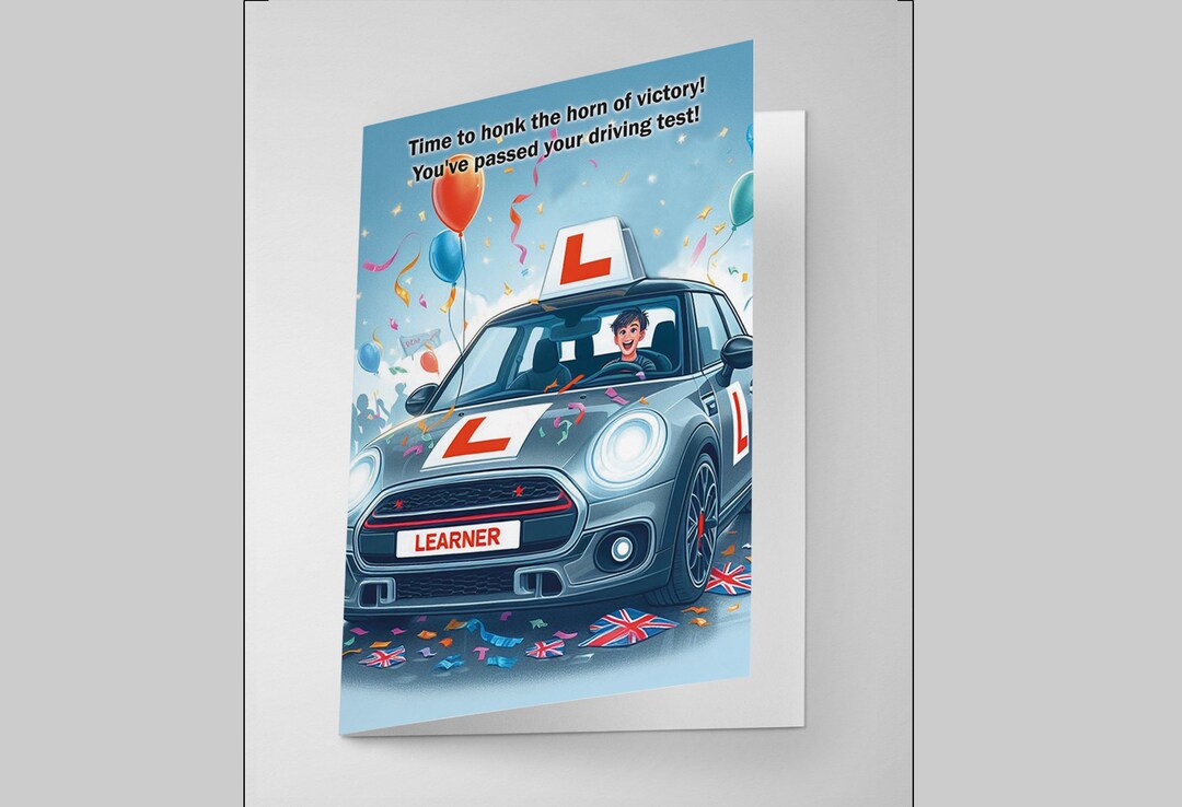 Congratulations on Passing Your Driving Test - Male Driver Celebration ...