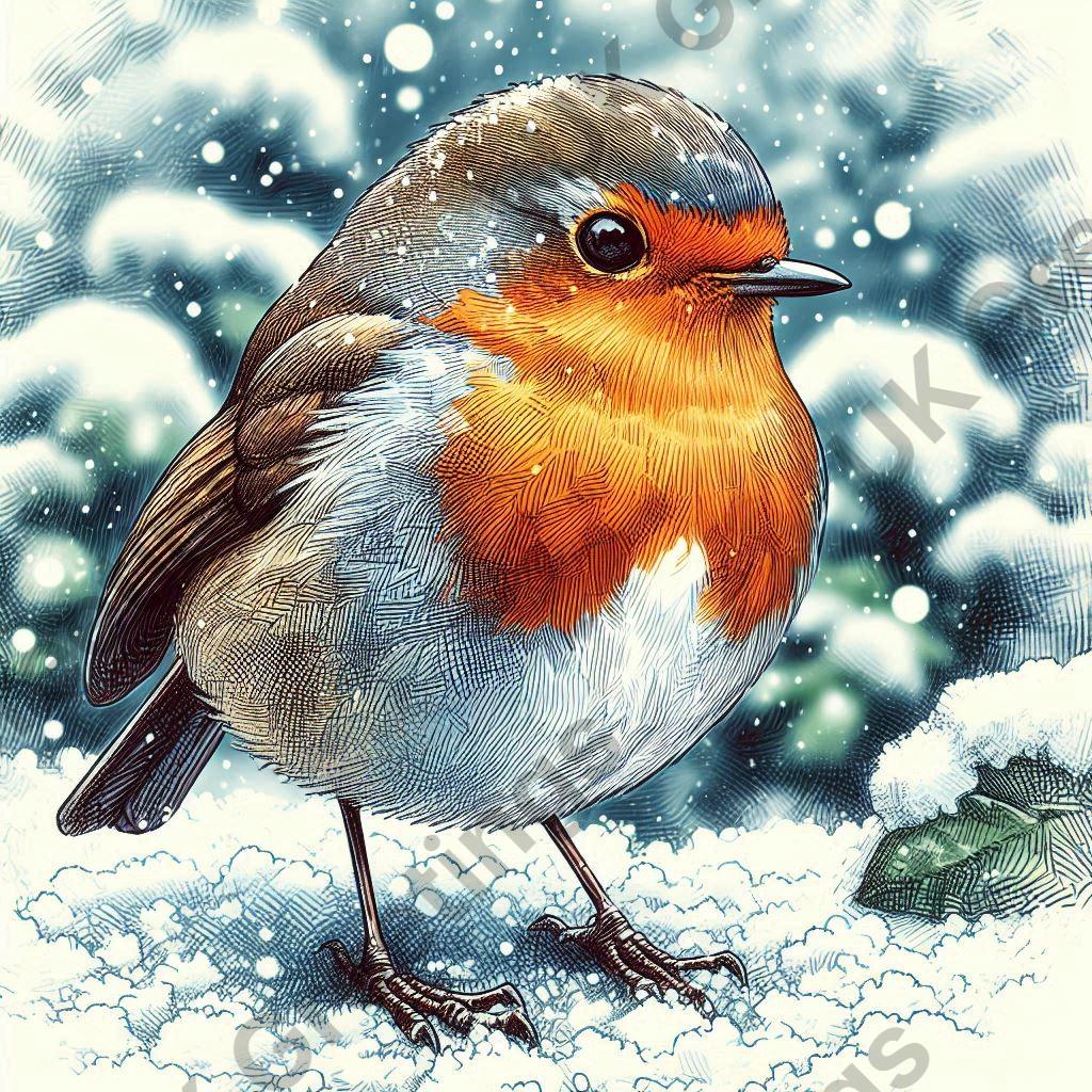 8 Robin Sketch Illustrations Digital Download Coloured Sketch Style ...