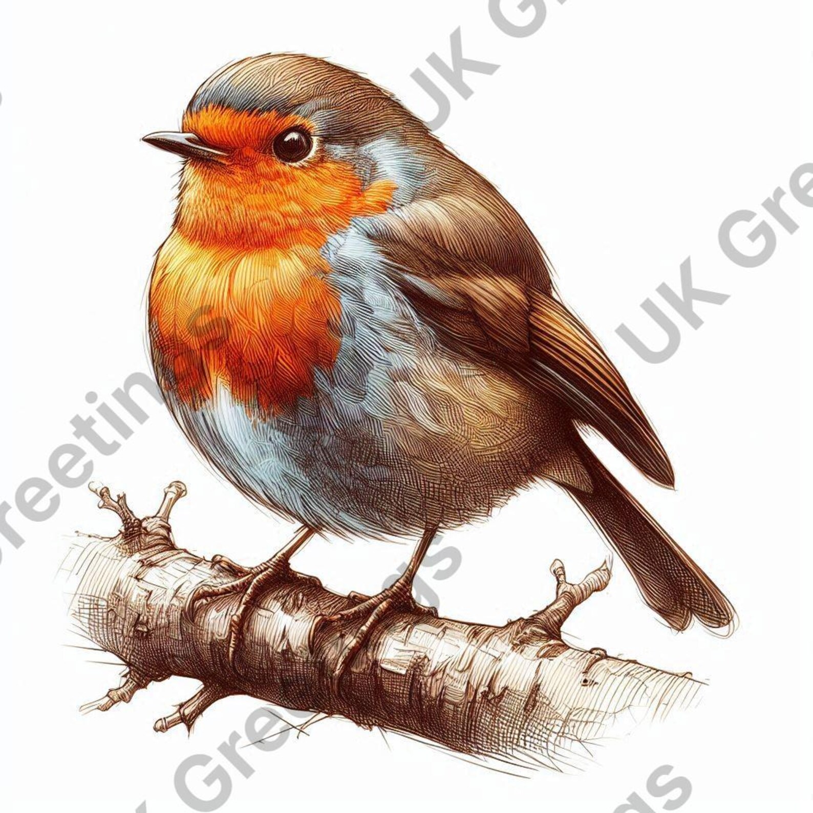 8 Robin Sketch Illustrations Digital Download Coloured Sketch Style ...