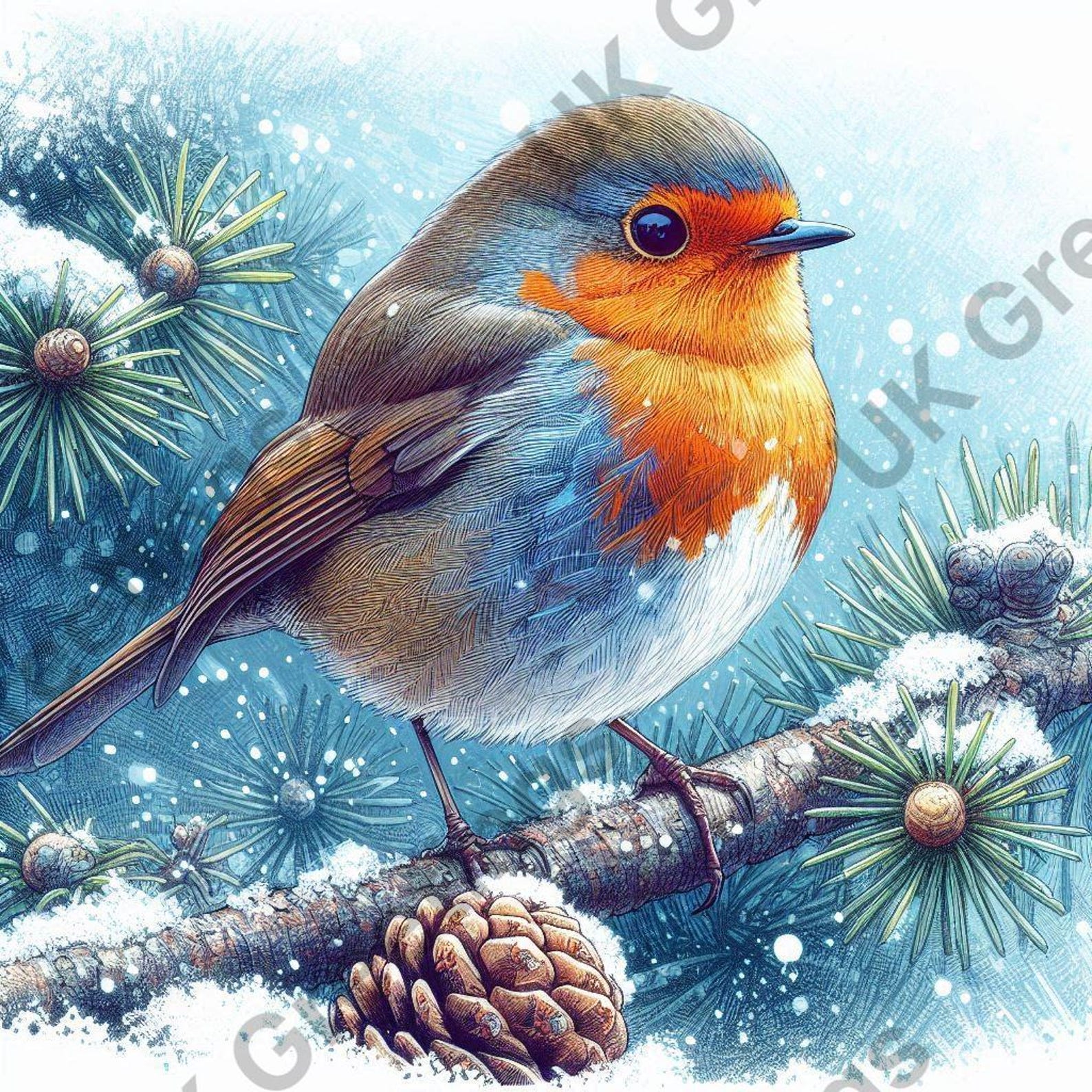 8 Robin Sketch Illustrations Digital Download Coloured Sketch Style ...