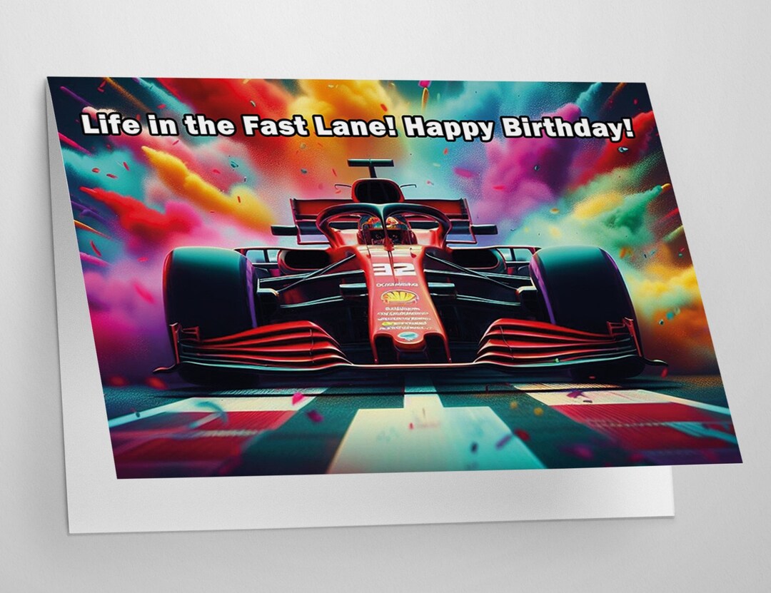 Formula 1 Birthday Card - High-speed Racing Theme - A5 Gloss Card With ...