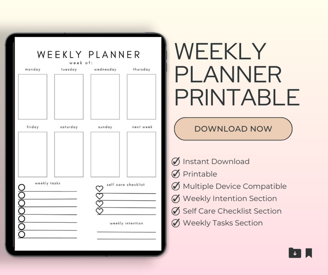 Printable Minimalist Weekly Agenda for Seamless Planning ADHD - Etsy
