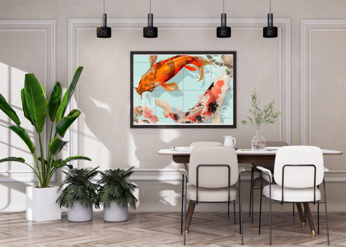 Stunning Wall Art Koi Fish Print Japanese Modern Home - Etsy