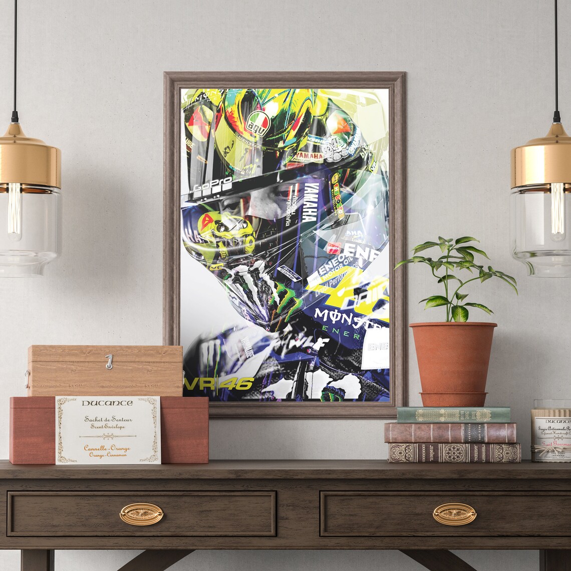 Valentino Rossi Motorbike & Helmet Poster Print - Wall Art ...