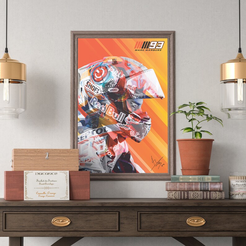 Marc Marquez - Motorbike & Helmet Poster Print - Wall Art ...