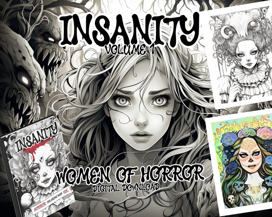 Insanity Volume 1 Digital Download 33 Pages Horror Coloring Book for ...