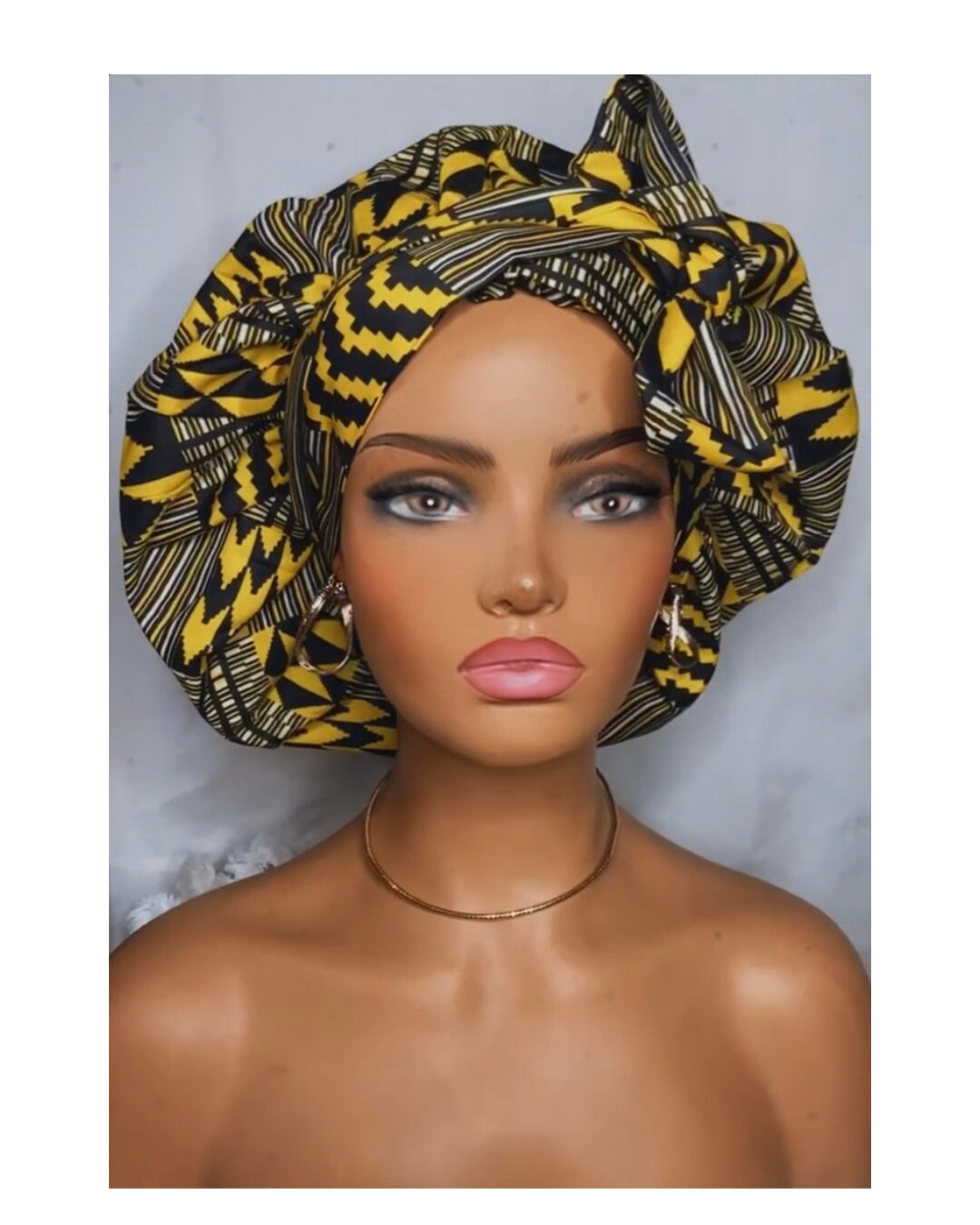 African Print Non-elastic Satin Bonnet Headwrap Bonnet Scrub Cap ...
