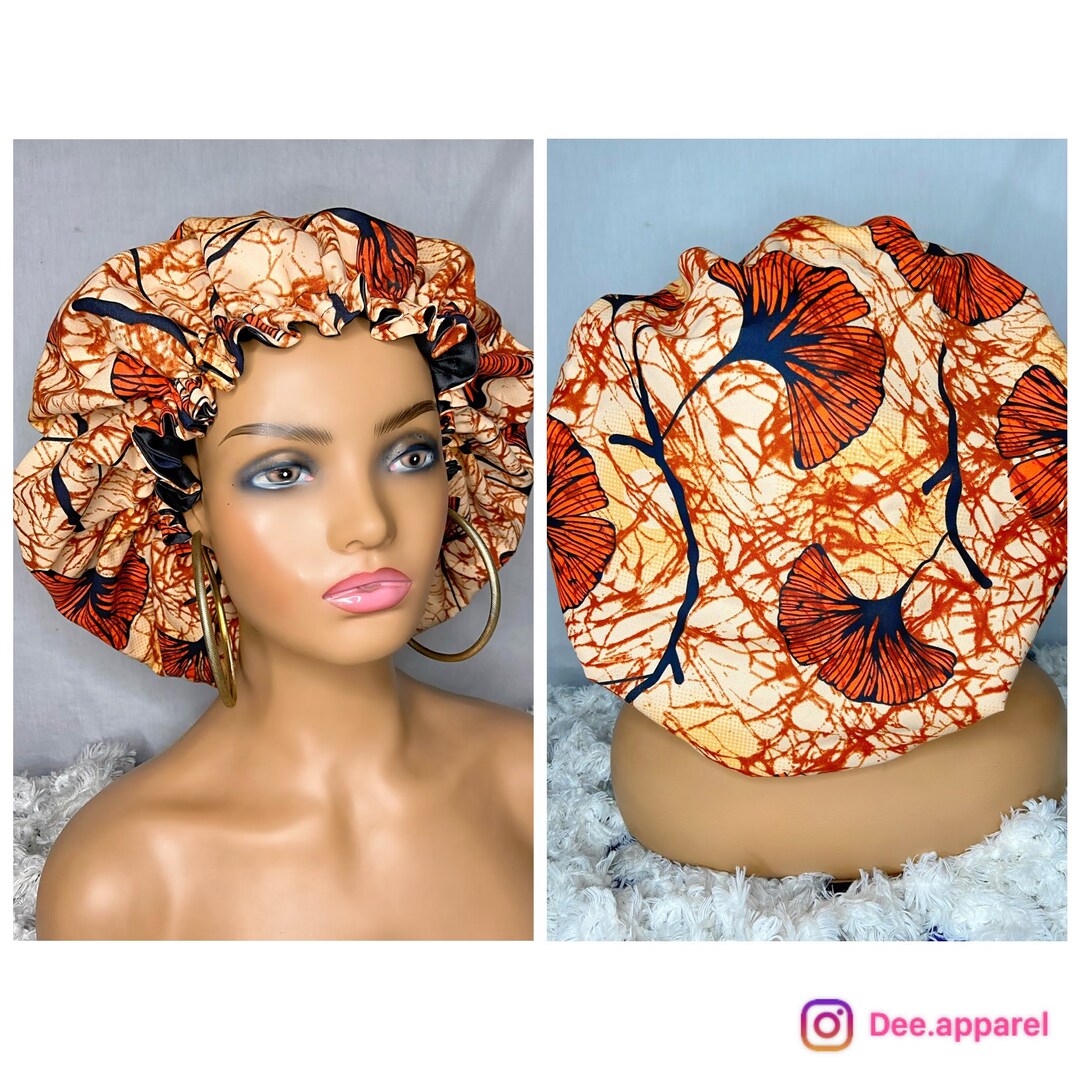 African Print Satin Hair Bonnet | Reversible Bonnet - Etsy