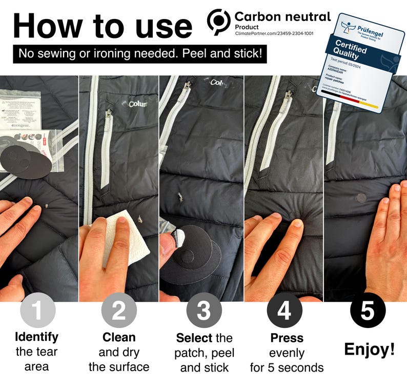 Repair Patches for Down Jackets, Puffer Coats, Waterproof, Self ...