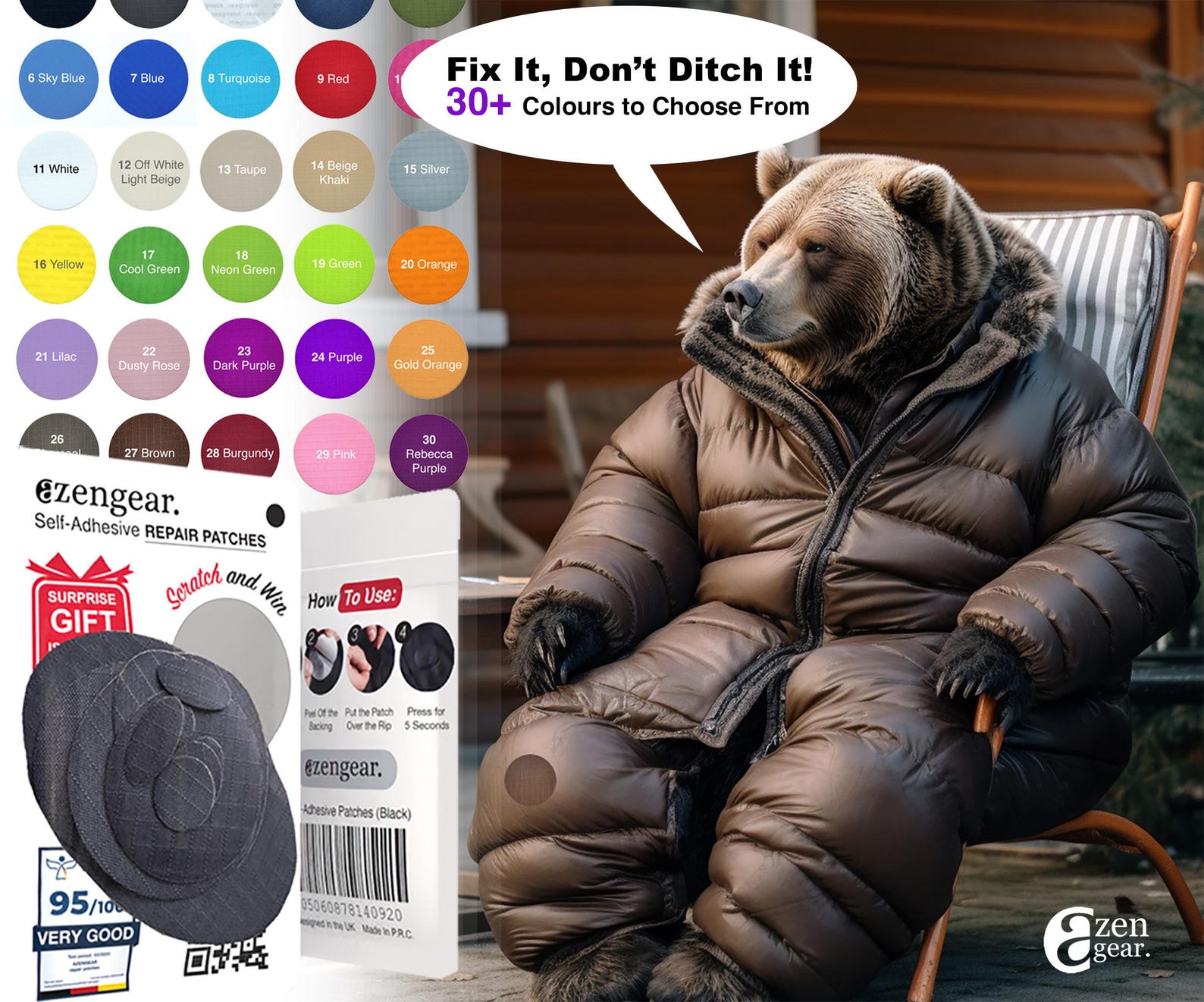 Jacket Repair Patches for Down Puffer Coats - Self-adhesive, Waterproof ...