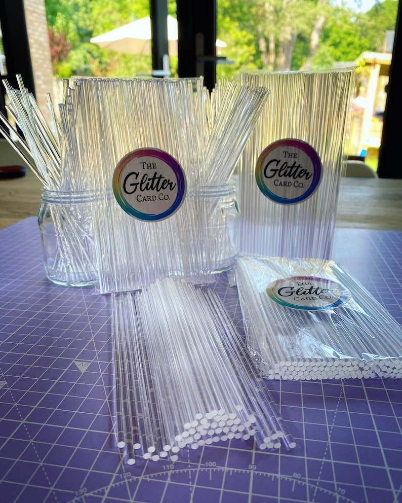 50 X Acrylic Cake Topper Sticks 6 Clear / Strong / Crafts / Reusable ...