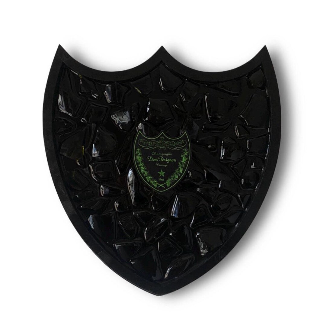 Dom Pèrignon Vintage Luminous Green Shield Painting, Champagne Bottle ...