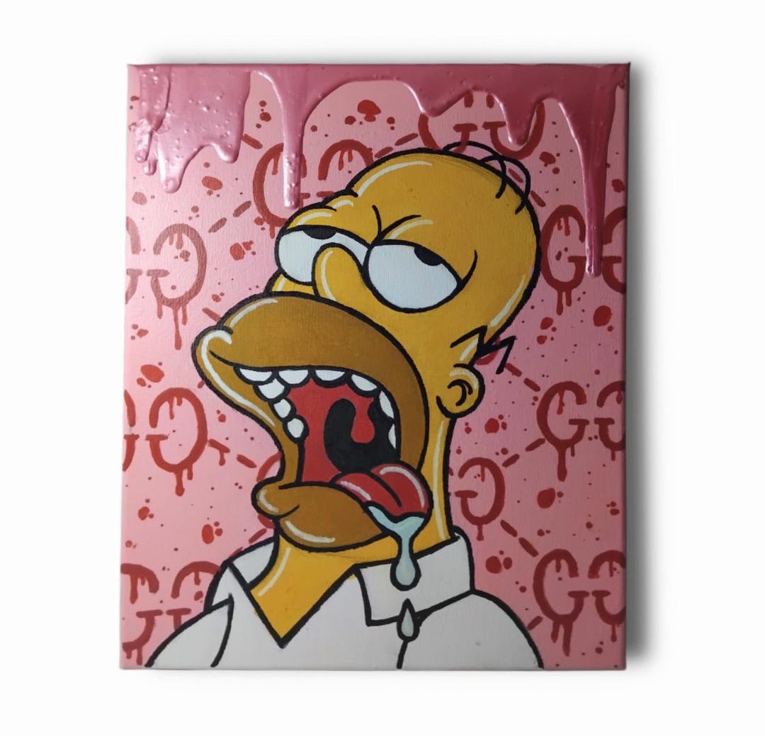 Homer Simpson Canvas Gucci Limited Edition Version Handmade - Etsy