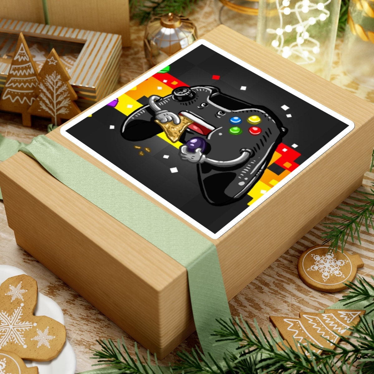 Controller Eating Themed Kiss-cut Stickers - Etsy