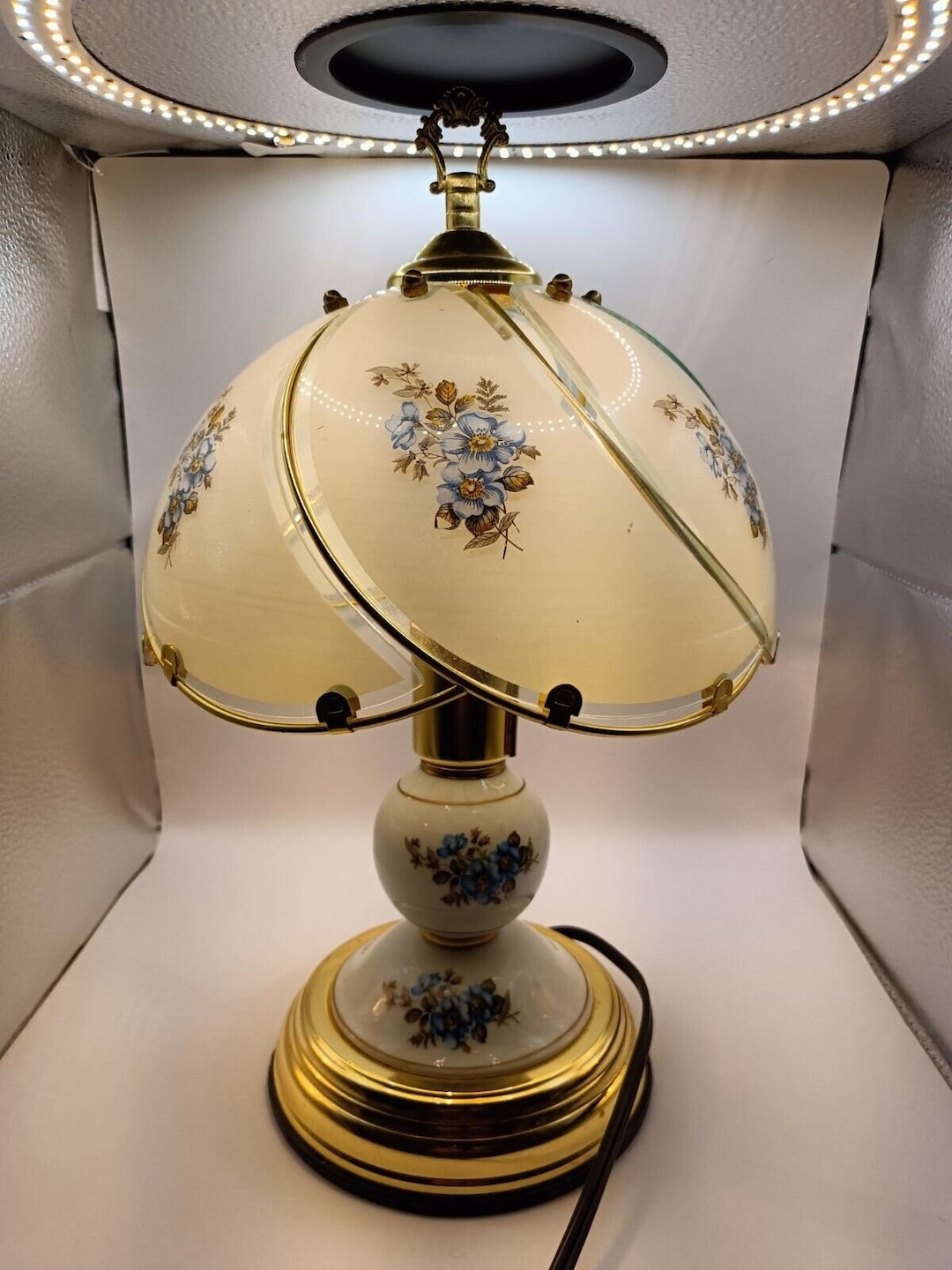 Vintage Blue Flowers Touch Lamp 6 Panel Touch Lamp - Etsy