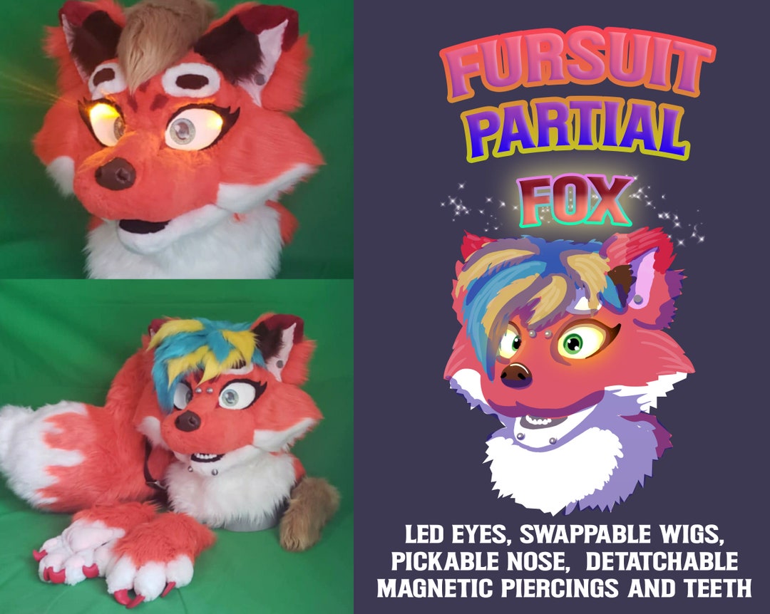 Fursuit Partial -FOX- *LED Eyes and Magnetic Teeth/piercings* - Etsy