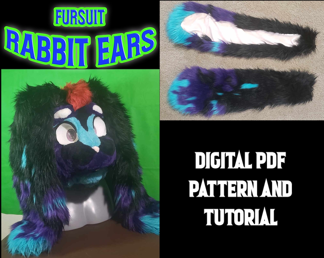 Fursuit Rabbit Ears Pattern Template PDF - Etsy