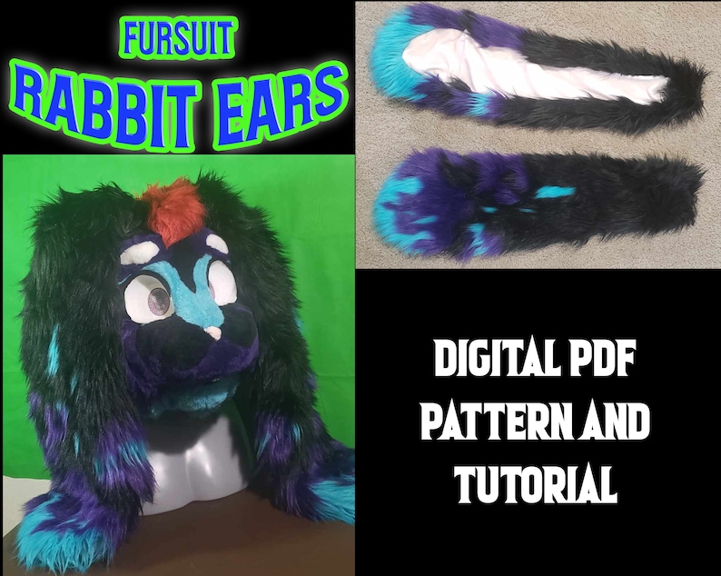 Fursuit Rabbit Ears Pattern Template PDF - Etsy
