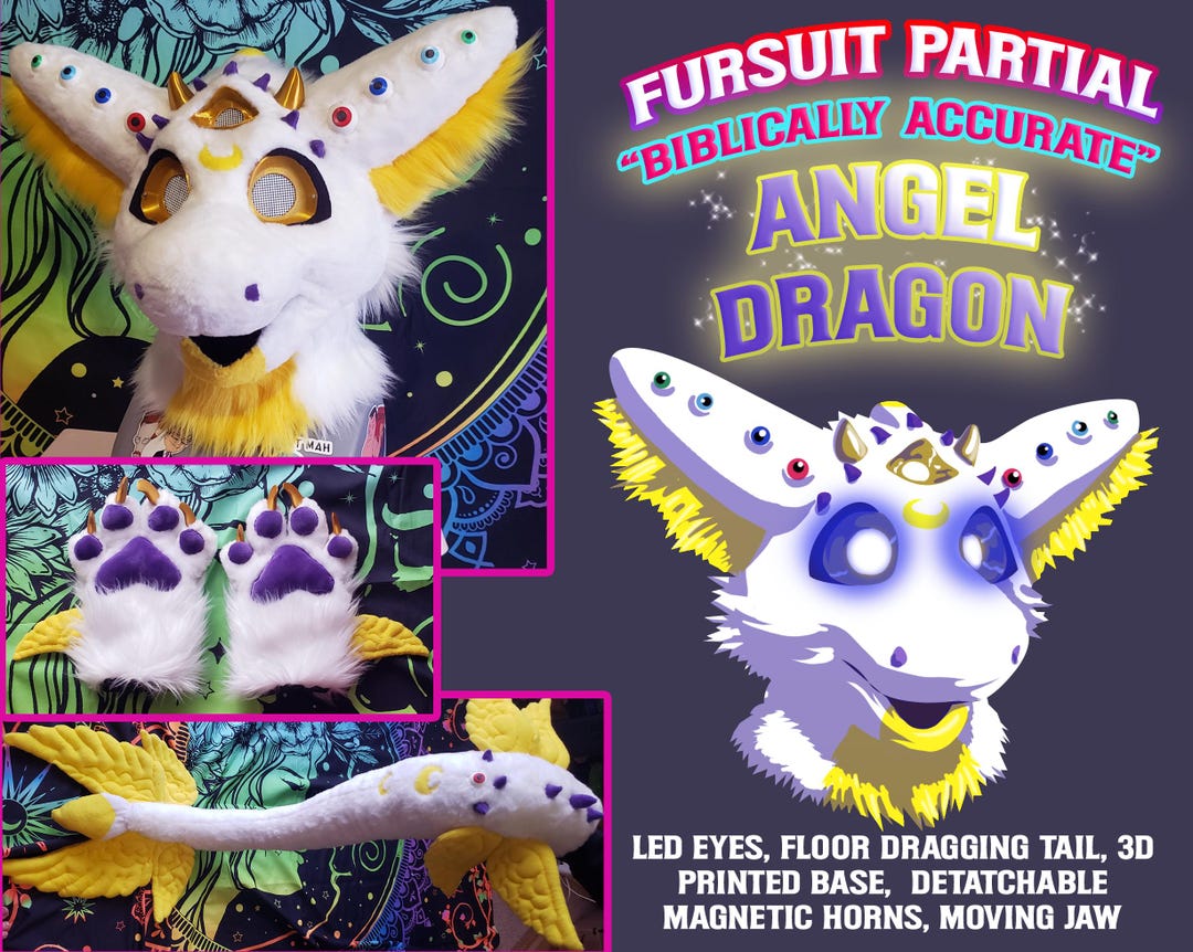 Fursuit Partial -three-eyed "biblically Accurate" ANGEL DRAGON- *LED ...