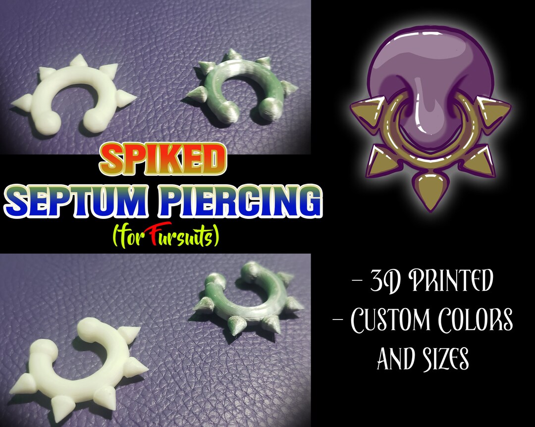Spiked Septum Piercing for Fursuits (black Marble Septum Piercing #2 ...