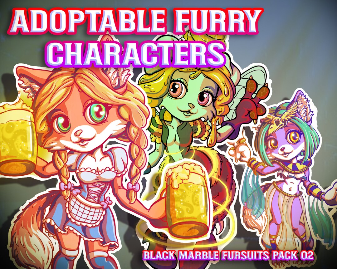 Adoptable Furry Characters - Black Marble Pack 02 - Etsy