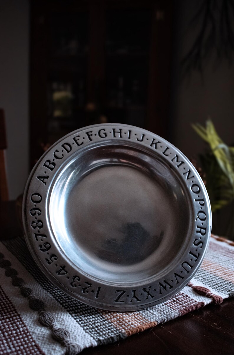 Pewter Alphabet Plate - Etsy