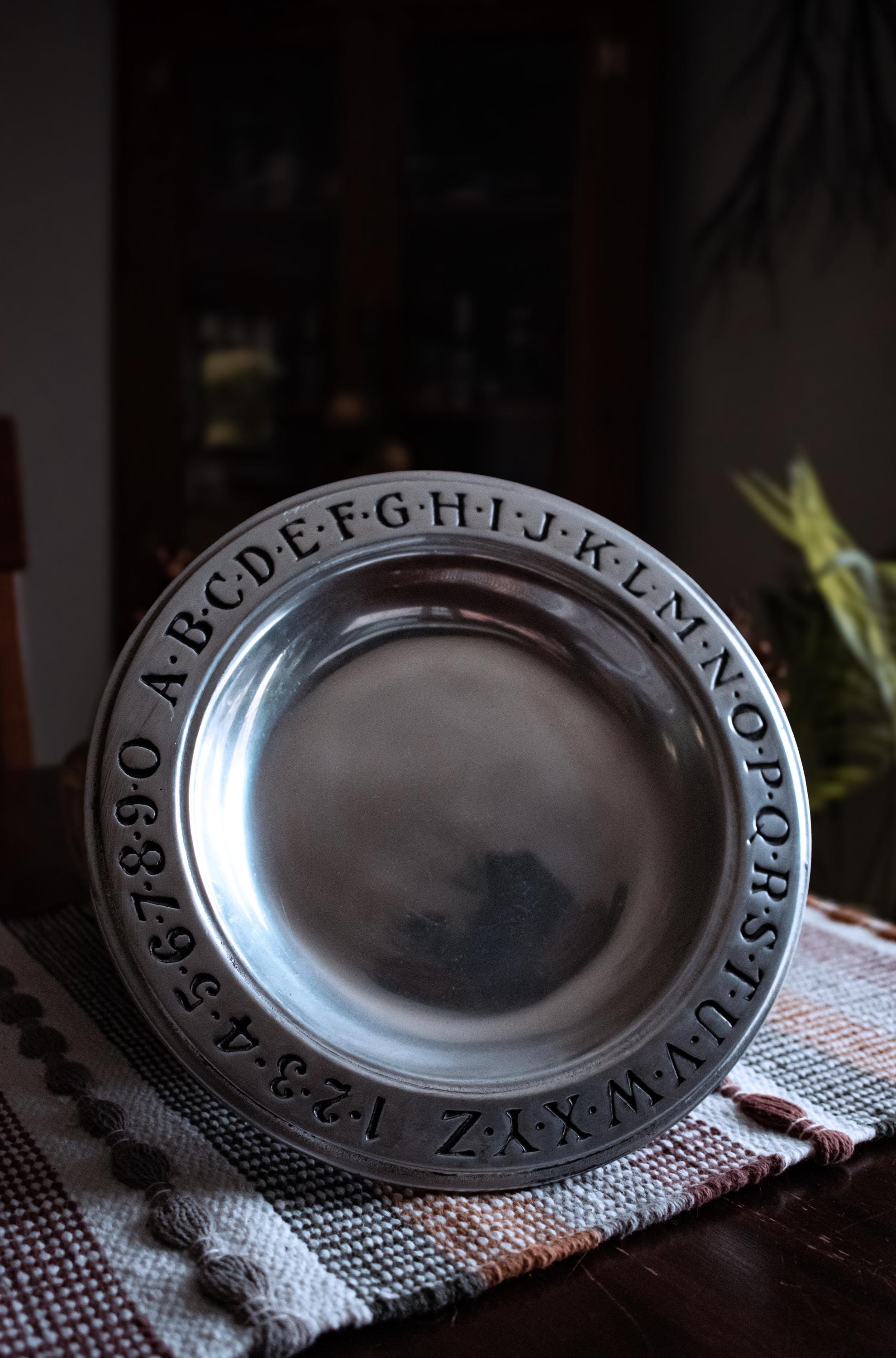 Pewter Alphabet Plate - Etsy