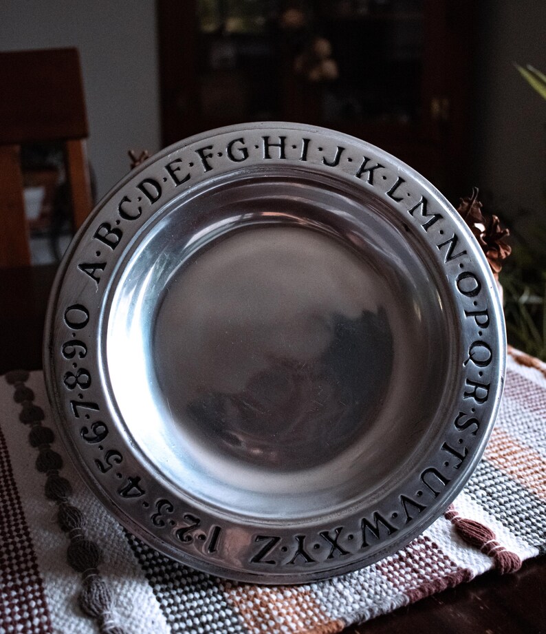 Pewter Alphabet Plate - Etsy