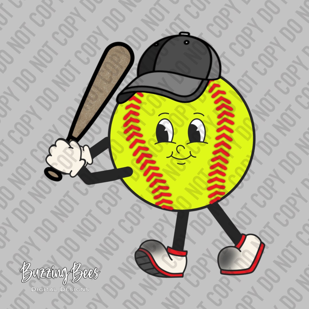 Cartoon Softball Character Digital Design / PNG - Etsy