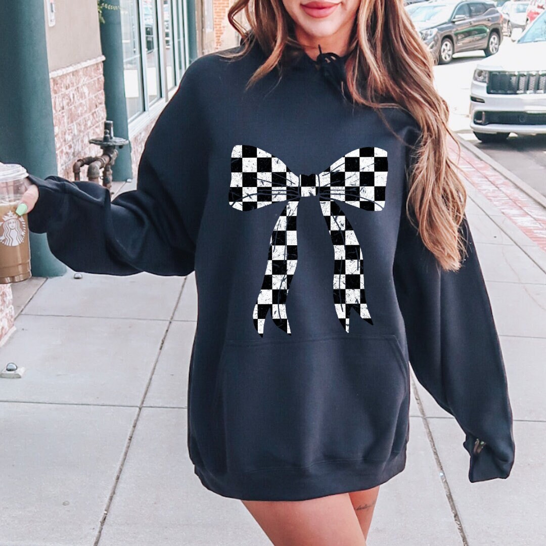 Distressed Bow Black Checker Digital Design / PNG - Etsy