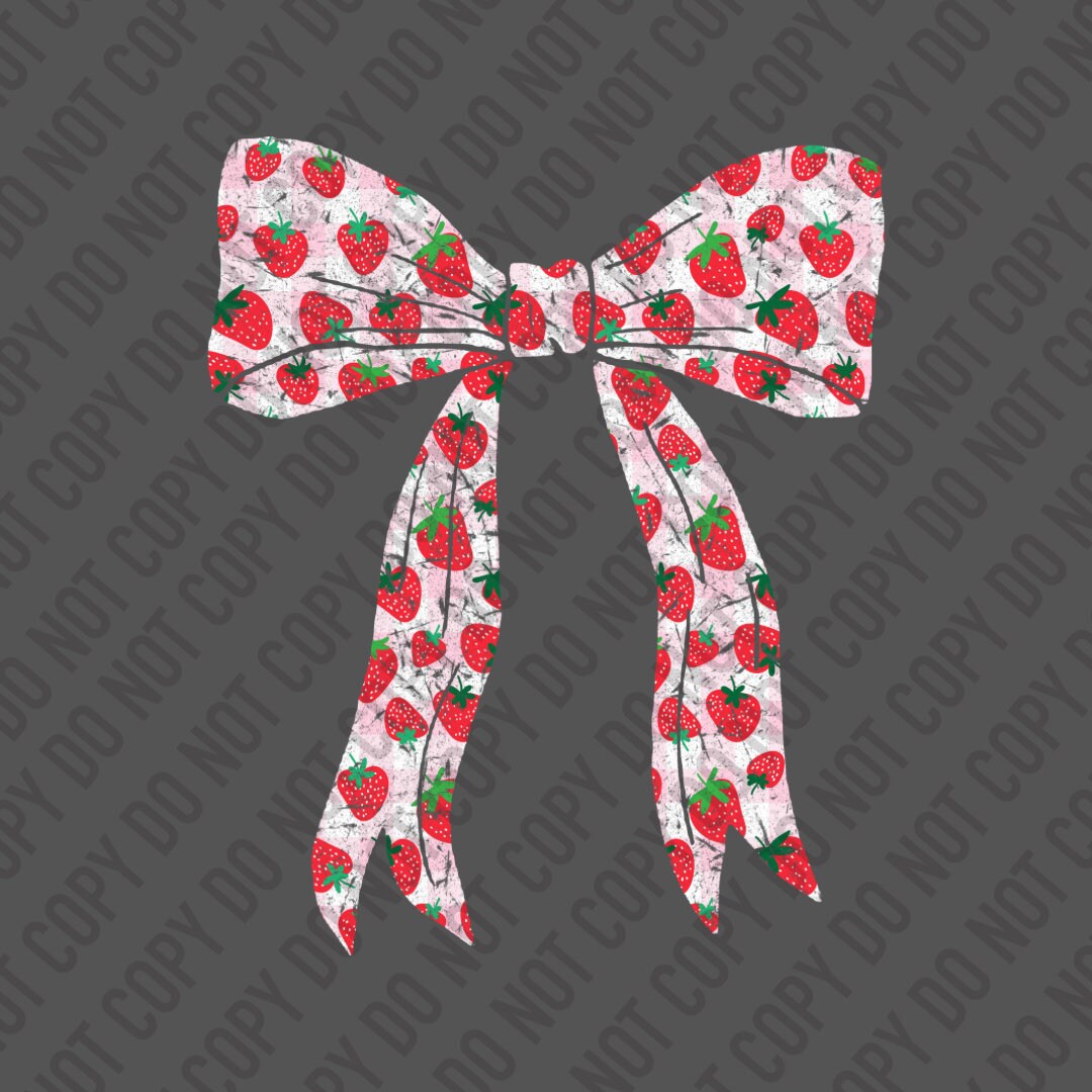 Distressed Bow Pink With Strawberries Digital Design / PNG - Etsy