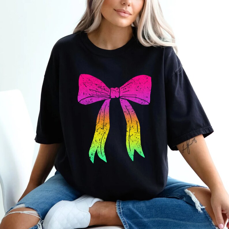 Distressed Bow Neon Digital Design / PNG - Etsy