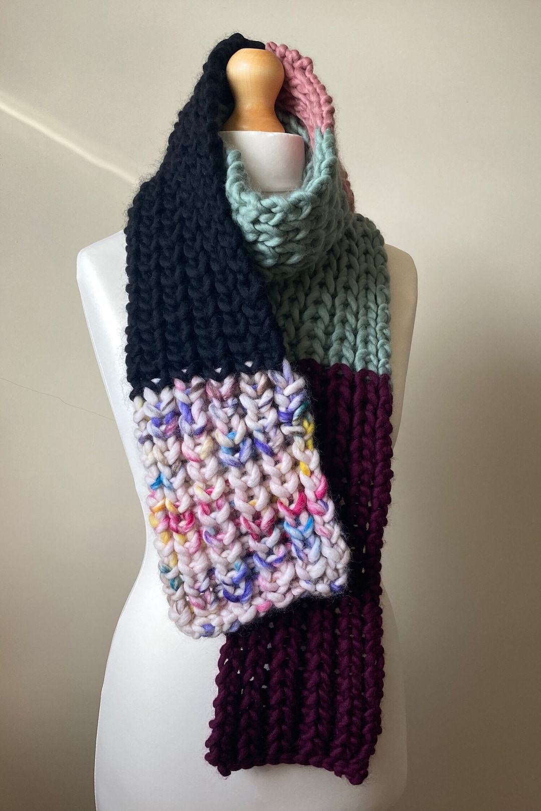 Handknit Cosy Wool Scarf - Etsy