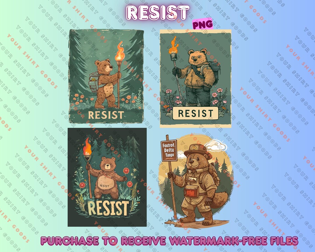 Smokey Bear Resist Png for Poster, Environmental Activism Tee, Protect ...