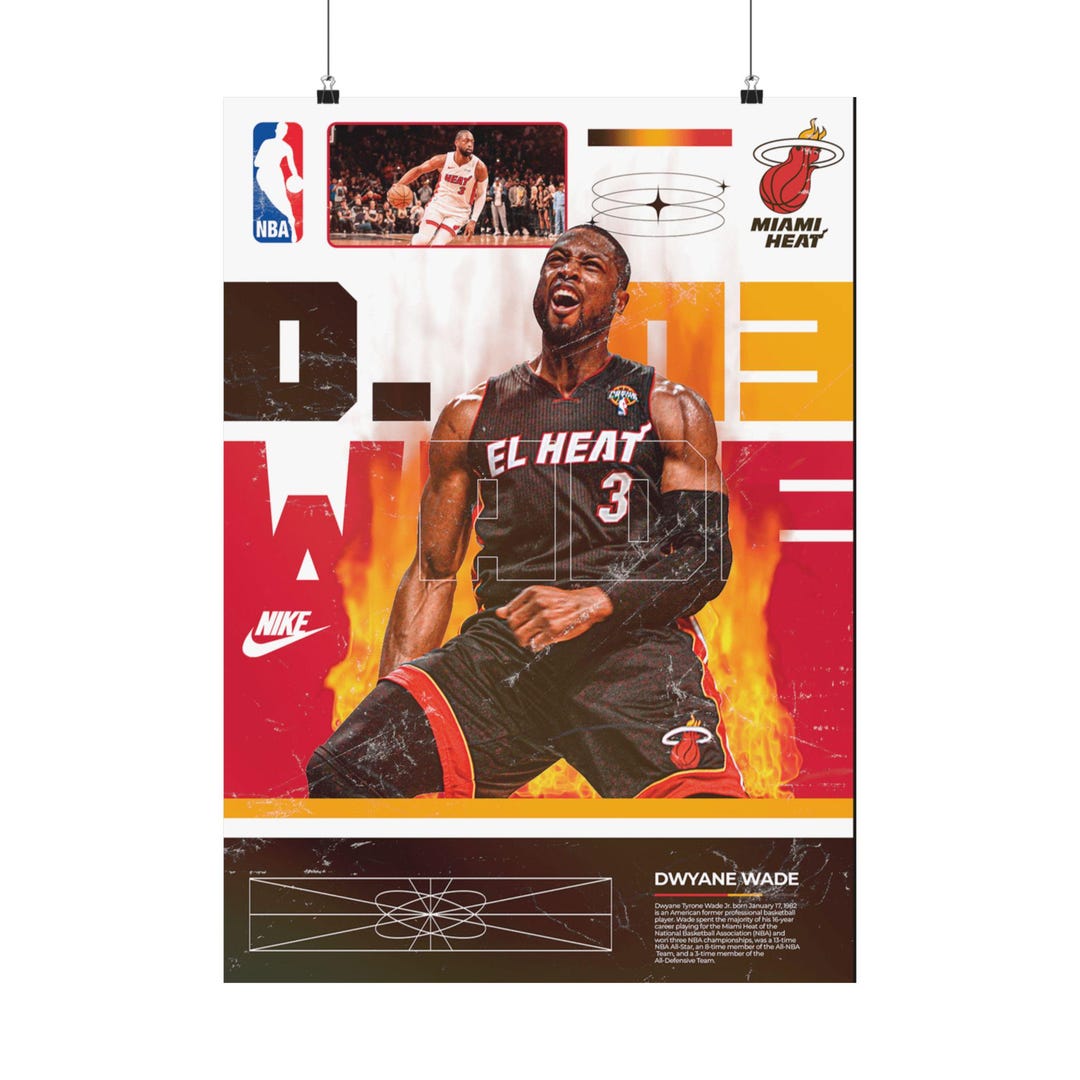 Dwyane Wade Poster, Basketball Matte Vertical Posters, Sports Wall Art ...