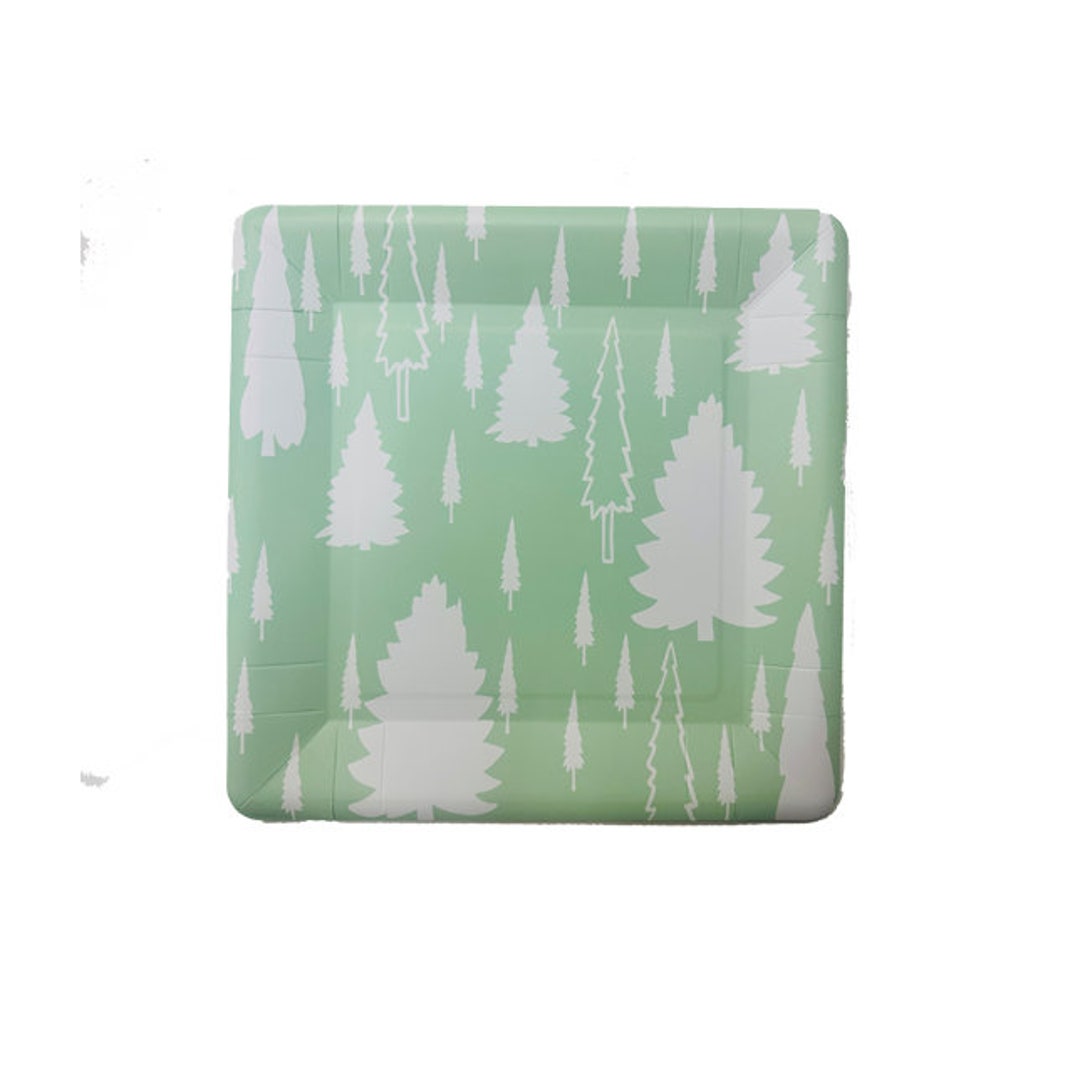 Pine Tree Plates Shallow Edge Plate - Etsy