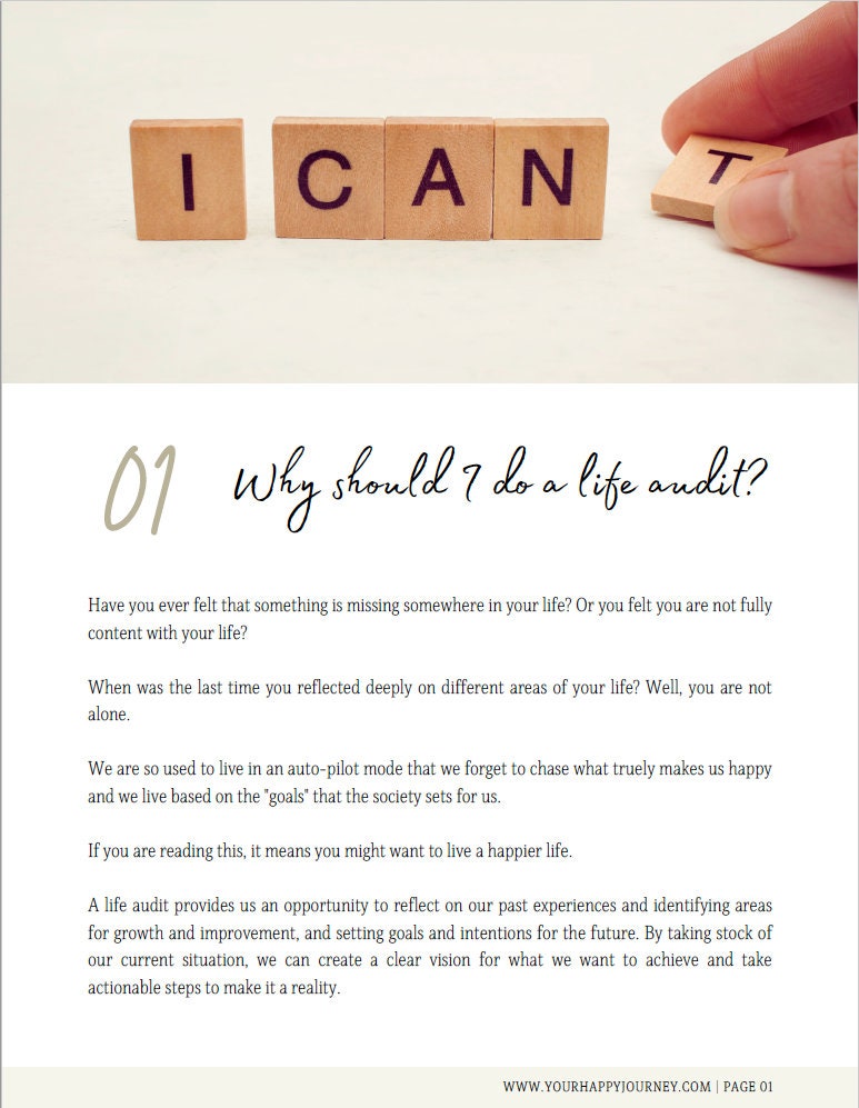 Life Audit Worksheet - Etsy