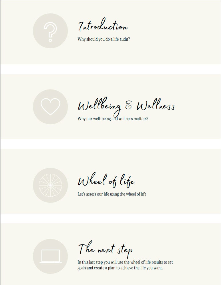 Life Audit Worksheet - Etsy