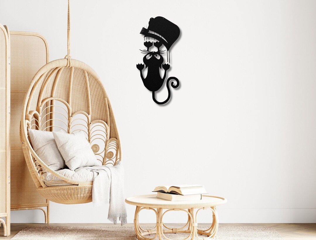 Funny Cat Wall Art Metal Wall Art Climbing Cat Wall Decor Cat - Etsy