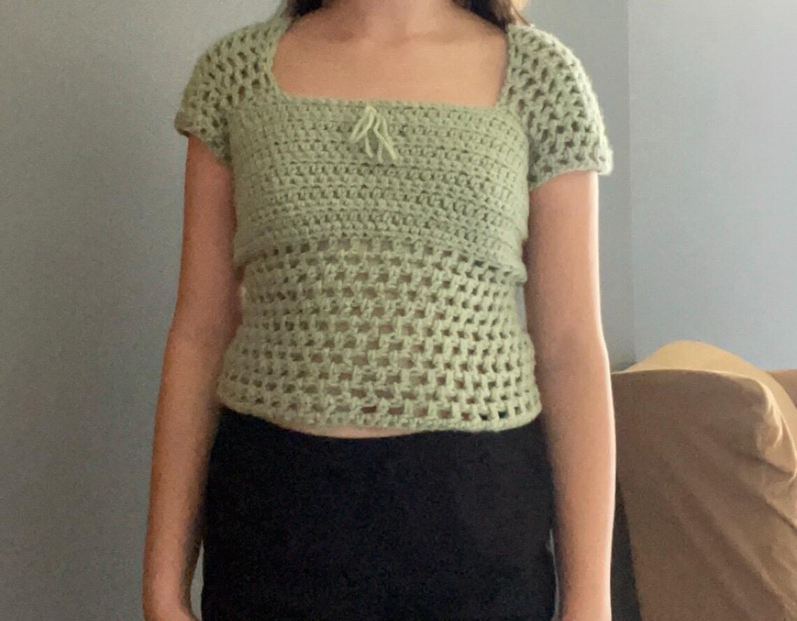 Crochet Vera Top, Crochet Crop Top, Handmade Top, Crochet Tops, Mesh ...