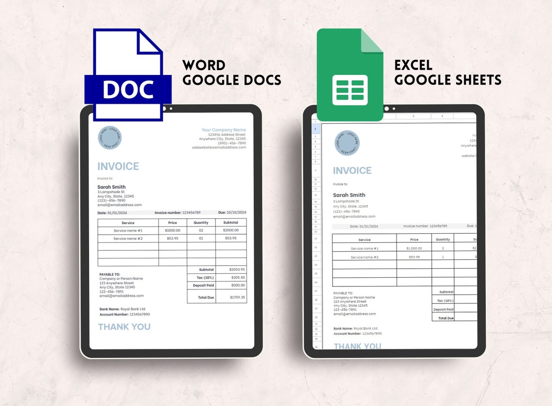 Word Invoice Template Google Docs Invoice Excel Template Invoice Small ...