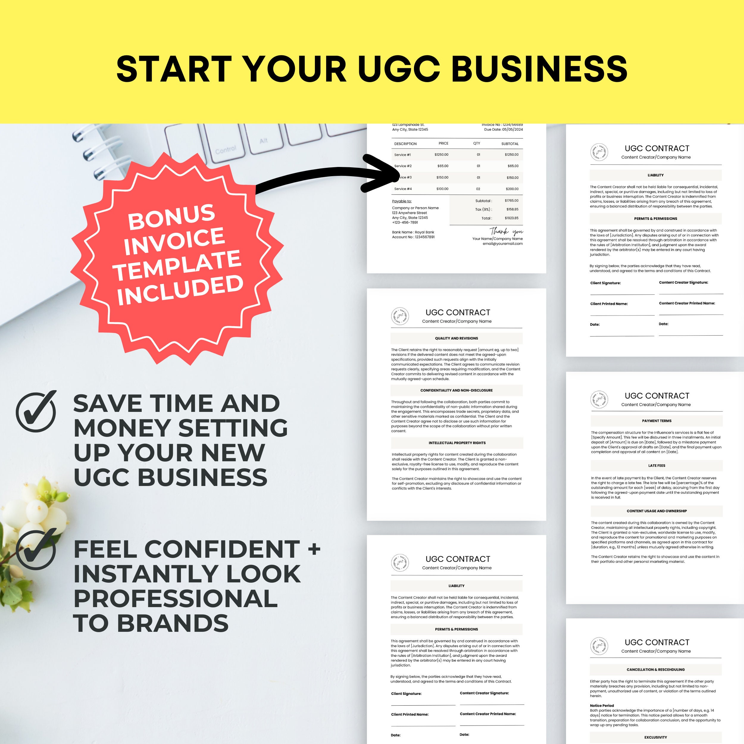 Influencer Contract Template Kit UGC Contract Forms User Generated ...