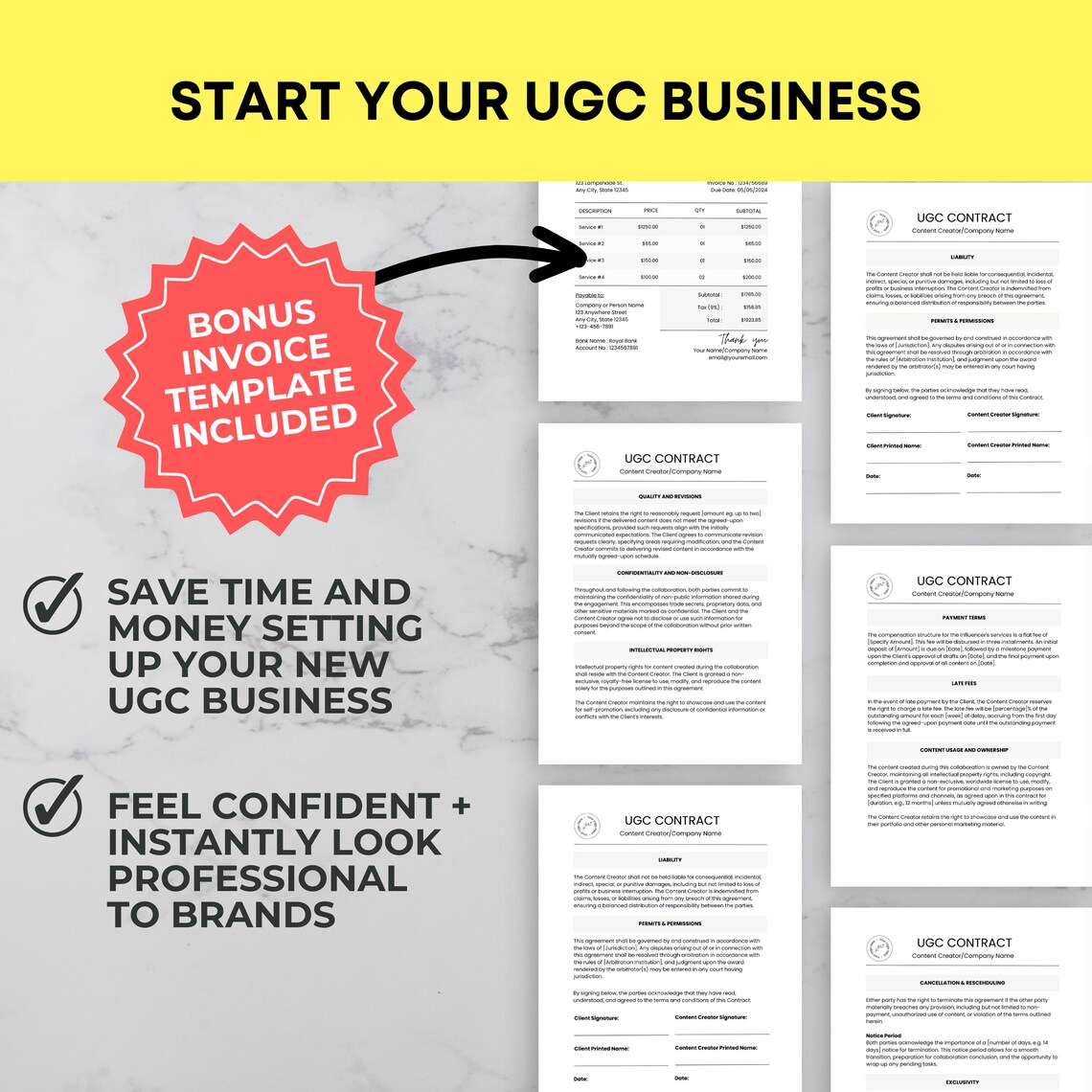 Professional UGC Contract Template for Influencer User Generated ...